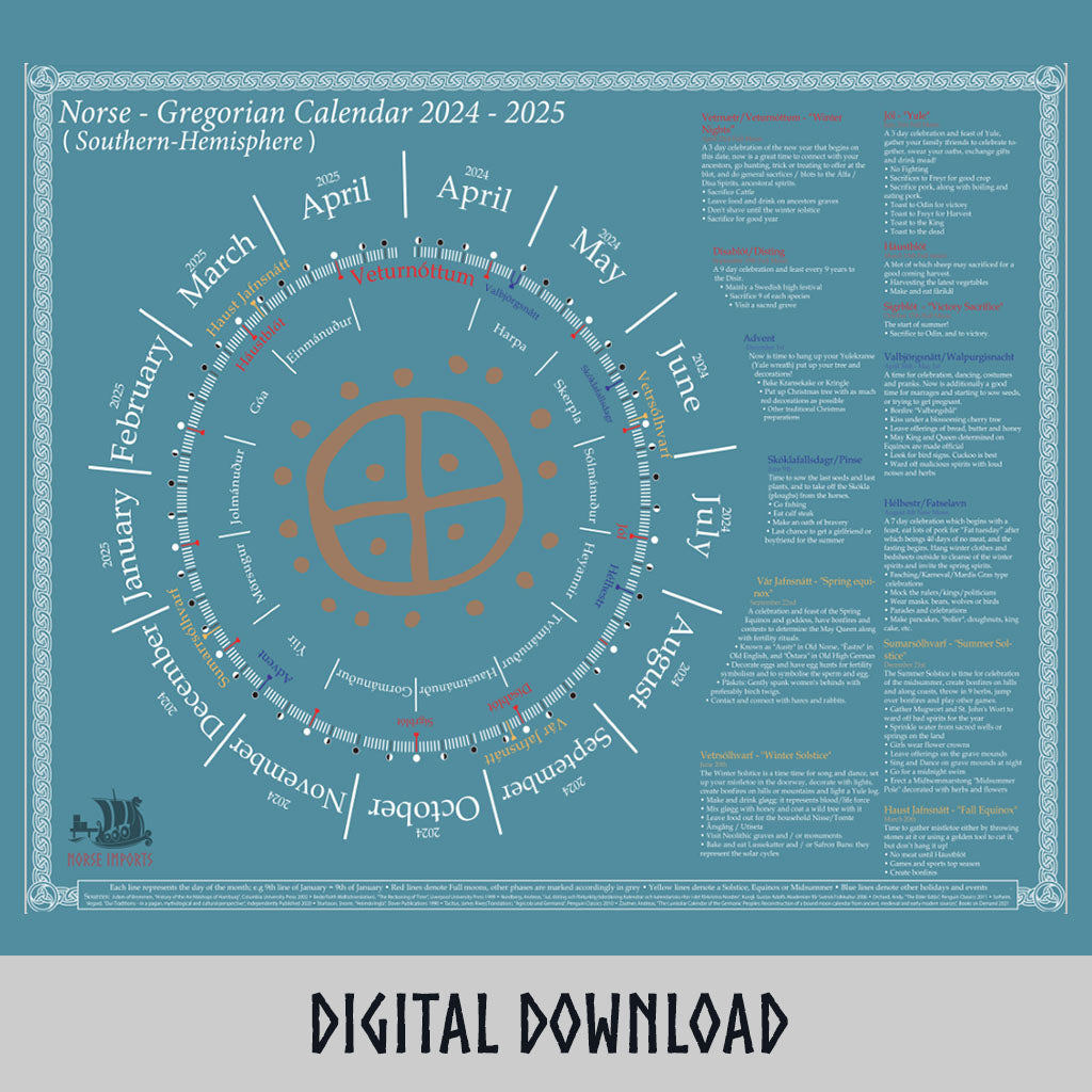 Digital Download Southern Hemisphere Norse Calendar+ Holiday Guide 202 ...